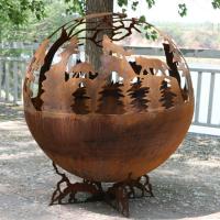 China 3mm 6mm SPHERE Corten Steel Fire Pits Manual Ignition Packed In Wooden Box for sale