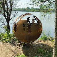 China 3mm 6mm SPHERE Corten Steel Fire Pits Manual Ignition Packed In Wooden Box for sale