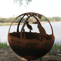 China 3mm 6mm SPHERE Corten Steel Fire Pits Manual Ignition Packed In Wooden Box for sale