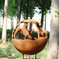 China Manual Ignition Corten Gas Fire Pit Rustic Red Or Customized for sale