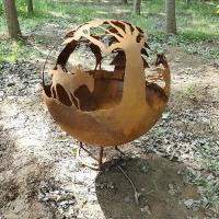 China Manual Ignition Corten Gas Fire Pit Rustic Red Or Customized for sale