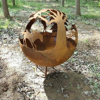 China Manual Ignition Corten Gas Fire Pit Rustic Red Or Customized for sale
