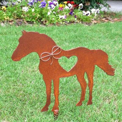 China Horse Shape Cutting Garden Metal Ornaments High Durability Rust Resistant for sale