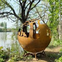 China Rustic Red 600mm Corten Steel Sphere For Fire Pit Assembly Required for sale