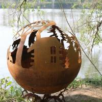China Rustic Red 600mm Corten Steel Sphere For Fire Pit Assembly Required for sale