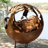 China Rustic Red 600mm Corten Steel Sphere For Fire Pit Assembly Required for sale