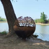 China Manual Ignition Round Corten Steel Fire Pit 3mm Thickness 60cm for sale