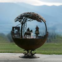 China Manual Ignition Round Corten Steel Fire Pit 3mm Thickness 60cm for sale