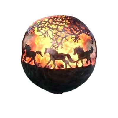 China Customized 800mm Corten Steel Fire Pit Outdoor Bowl Rustic Red Or Sphere for sale