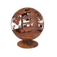 China Corten Steel Sphere Outdoor Fire Pit Rustic Red Wood Burning Fire Pit Table for sale