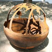 China Outdoor Stylish Patio Small Wood Burning Fire Sphere Weathering Steel 1000mm Diameter for sale