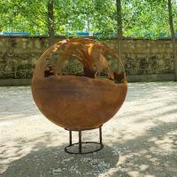 China Outdoor Wood Fule Type corten Steel Fire Pits With SPHERE Design for sale