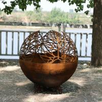 China Outdoor Wood Fule Type corten Steel Fire Pits With SPHERE Design for sale