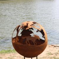 China garden decoratibe camping Rustic Red Corten Steel Sphere For Fire Pit Sphere for sale