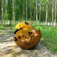China garden decoratibe camping Rustic Red Corten Steel Sphere For Fire Pit Sphere for sale