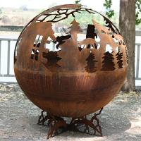 China SPHERE Design Steel Fire Pits Diameter 1000mm spring steel wire round steel pit for sale