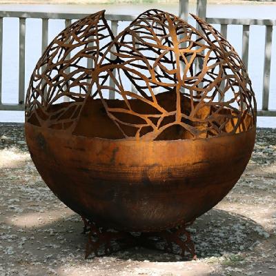 China Patio Decorative Sphere Outdoor Fire Pit With Durable material corten steel - 600mm Diameter for sale