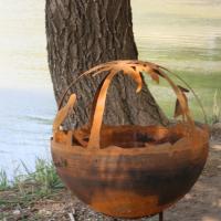 China Camping Rustic Red Or Customized Finish Steel Fire Pits for outdoor heating for sale
