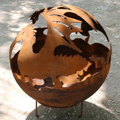 China Outdoor Modern Corten Steel Fire Pit Sphere heavy duty fire bowls for sale