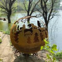 China Outdoor Modern Corten Steel Fire Pit Sphere heavy duty fire bowls for sale