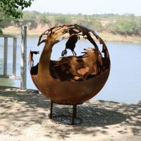 China Rustic Red Corten Steel Fire Pit Bowl Customized Camping Ball Portable Rust Proof for sale