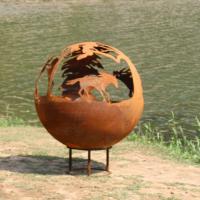 China Rustic Red Corten Steel Fire Pit Bowl Customized Camping Ball Portable Rust Proof for sale