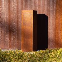 China Modern Large Outdoor Weathered Steel Garden Sculpture Mailbox And Post for sale