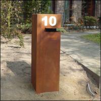China Modern Large Outdoor Weathered Steel Garden Sculpture Mailbox And Post for sale