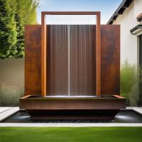 China Artificial Rusty Corten Steel Fountain For Home Decoration for sale