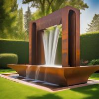 China Artificial Rusty Corten Steel Fountain For Home Decoration for sale