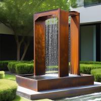 China Rusty Corten Steel Water Feature For Garden Decoration for sale