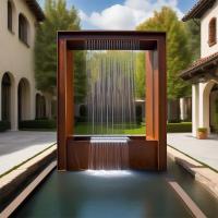 China Rusty Corten Steel Water Feature For Garden Decoration for sale