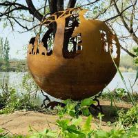 China Rustic Red Steel Spheres Steel Fire Pits With Wood/Gas Fuel Type 3mm Thickness for sale