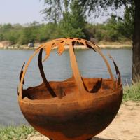 China Rustic Red Steel Spheres Steel Fire Pits With Wood/Gas Fuel Type 3mm Thickness for sale