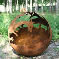 China Rustic Red Steel Spheres Steel Fire Pits With Wood/Gas Fuel Type 3mm Thickness for sale