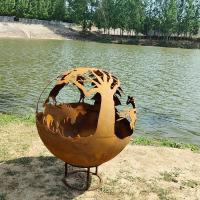 China Rustic Red Steel Spheres Steel Fire Pits With Wood/Gas Fuel Type 3mm Thickness for sale
