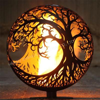 China Portable Campfire Corten Steel Gas Fire Pit 800mm Diameter Rustic Red Wood / Gas Fuel Type for sale