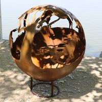 China Portable Campfire Corten Steel Gas Fire Pit 800mm Diameter Rustic Red Wood / Gas Fuel Type for sale