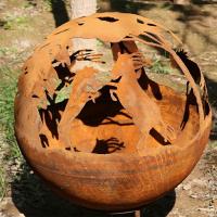 China Portable Campfire Corten Steel Gas Fire Pit 800mm Diameter Rustic Red Wood / Gas Fuel Type for sale