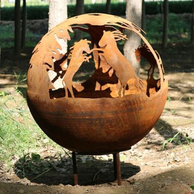 China Garden Portable 3mm Thickness Steel Fire Pits Wood/Gas Fuel Type Corten Steel for sale