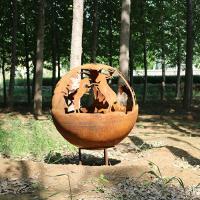 China Outdoor Corten Steel Diameter 600mm Outdoor Corten Steel Rust Fire Pit With Manual Ignition for sale
