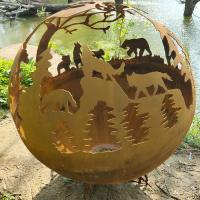 China Outdoor Corten Steel Diameter 600mm Outdoor Corten Steel Rust Fire Pit With Manual Ignition for sale