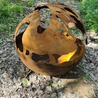 China Outdoor Corten Steel Diameter 600mm Outdoor Corten Steel Rust Fire Pit With Manual Ignition for sale