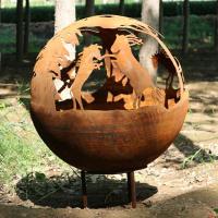 China Hand Crafted 800mm Corten Steel Propane Fire Pit Outdoor Metal Garden Sphere for sale