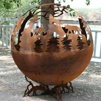 China Hand Crafted 800mm Corten Steel Propane Fire Pit Outdoor Metal Garden Sphere for sale