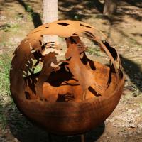 China 60cm Hnjbl Wood Burning Round Corten Fire Pit Sphere Rustic Red Or Customized for sale