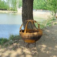 China Rustic Red 100cm Weathered Steel Fire Pit Wood Burning Heavy Duty for sale