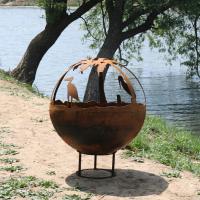 China Rustic Red 100cm Weathered Steel Fire Pit Wood Burning Heavy Duty for sale