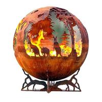 China Sphere Design Corten Steel Firepits Rustic Red Or Customized Finish for sale