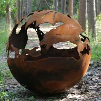 China Sphere Design Corten Steel Firepits Rustic Red Or Customized Finish for sale